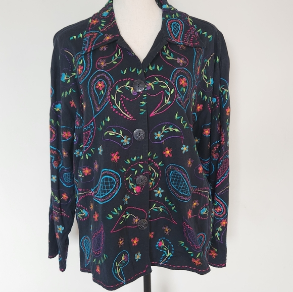 Units | Jackets & Coats | Vintage 8s Embroidered Black Units Jacket ...